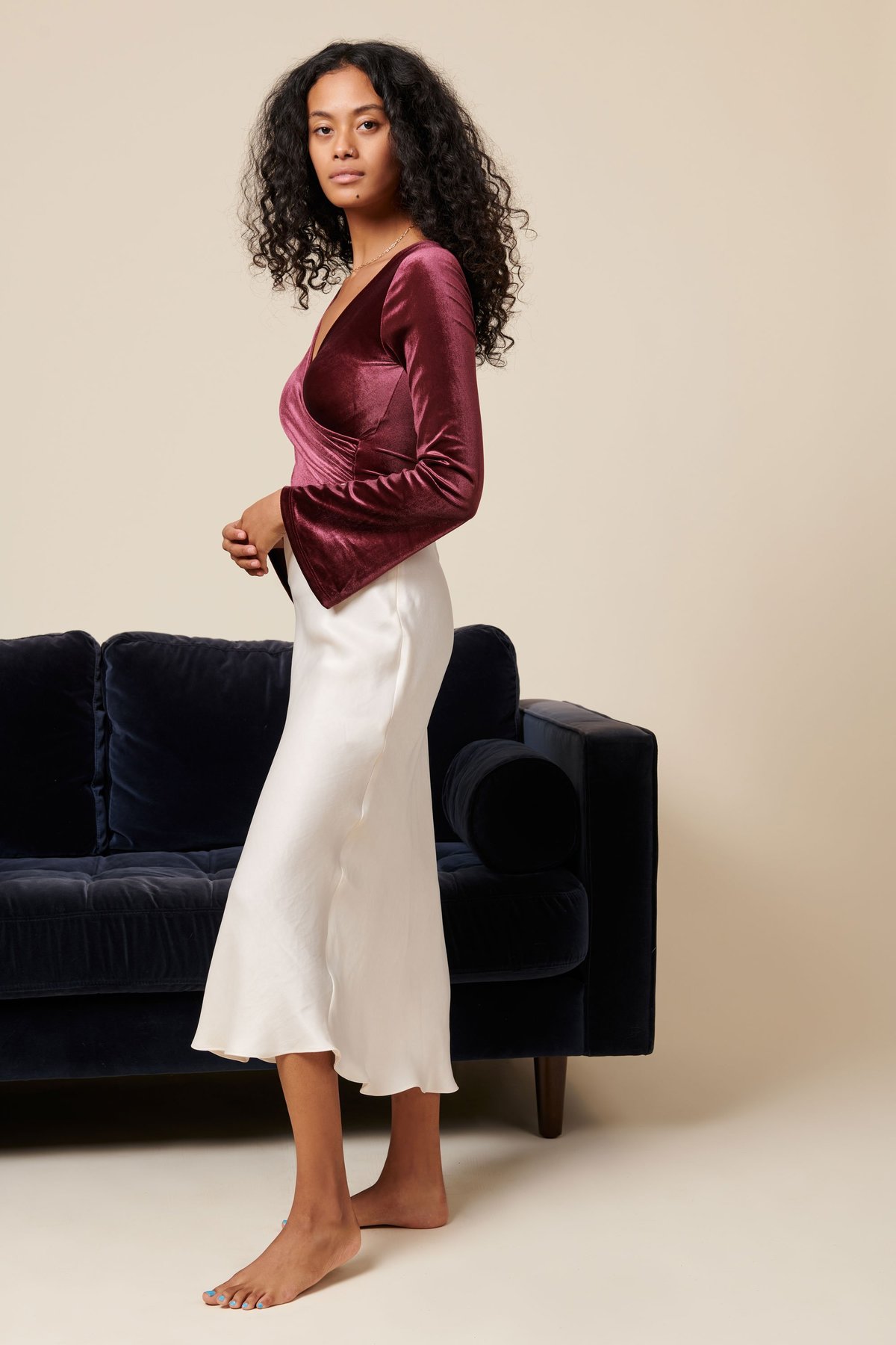 Whimsy + Row Alyssa Velvet Bodysuit - Plum | Garmentory