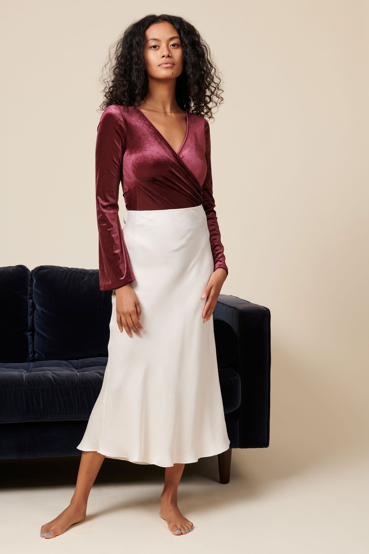 Whimsy + Row Alyssa Velvet Bodysuit - Plum | Garmentory