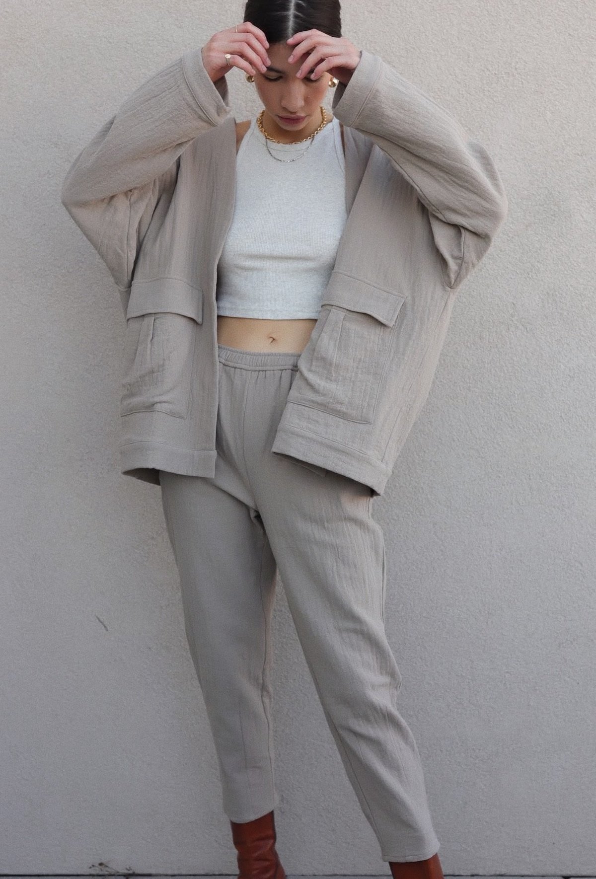 Grade & Gather Twig Cotton Textured Pants | Garmentory