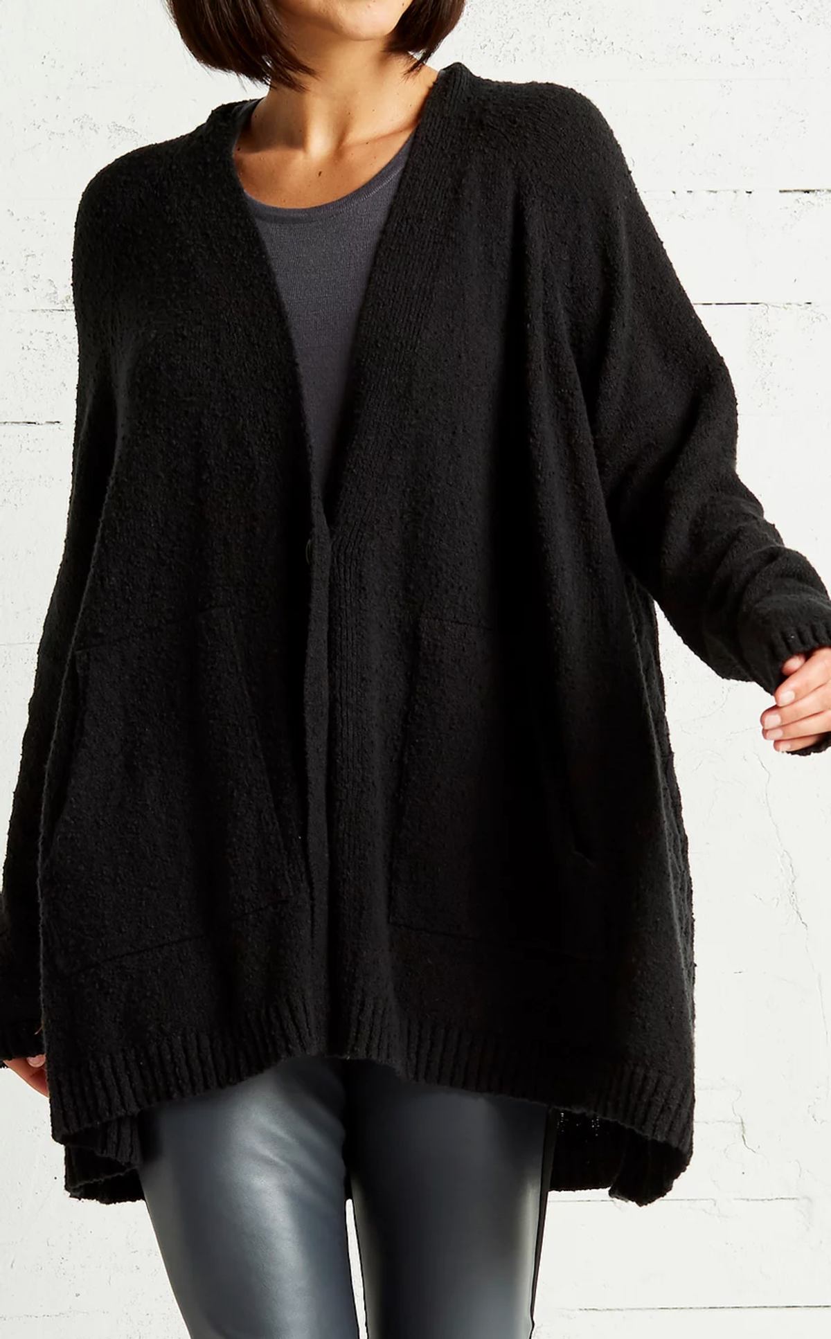 Planet Cableback Swing Cardigan - Black | Garmentory
