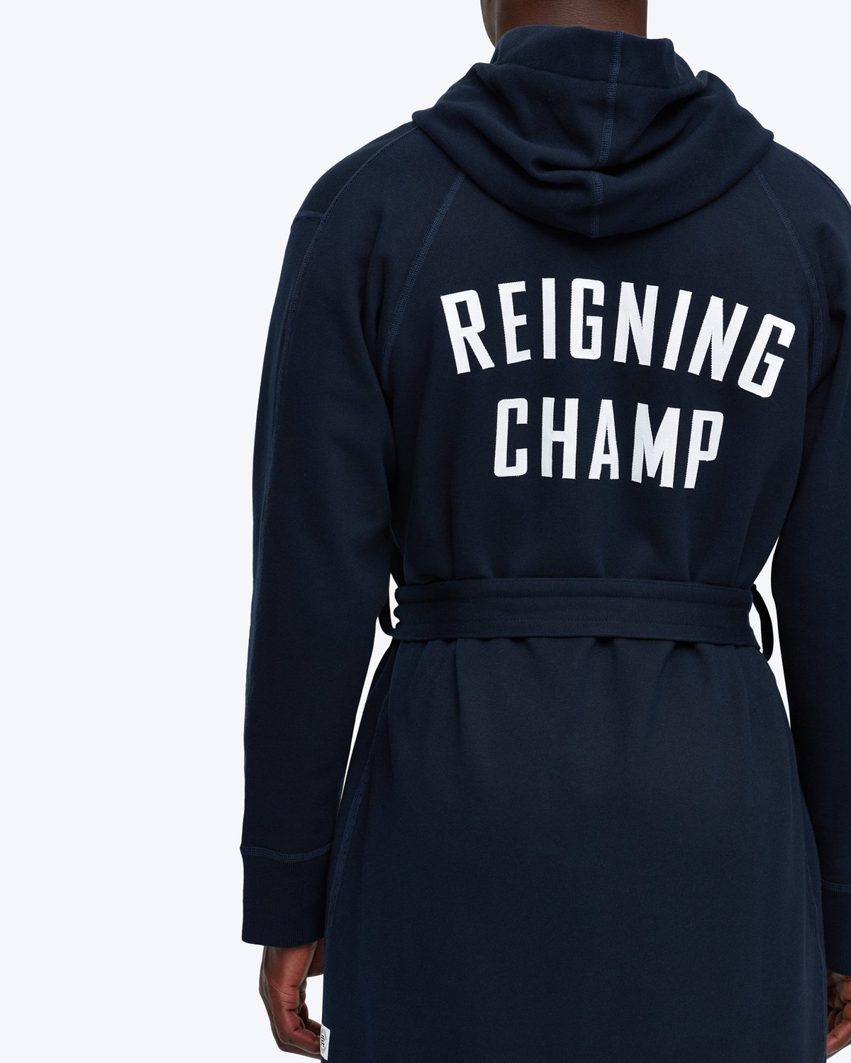 Reigning Champ terry applique robe - navy | Garmentory