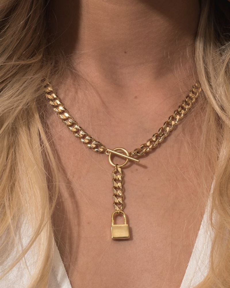 Tess and Tricia Lock Lariat Necklace - Gold | Garmentory