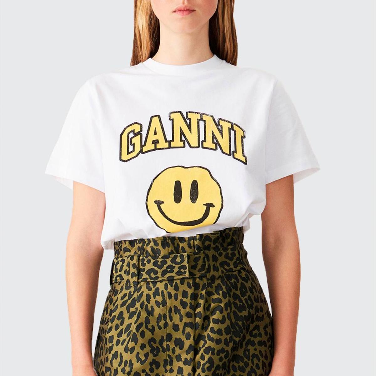 Ganni Organic Cotton Smiley Tee | Garmentory