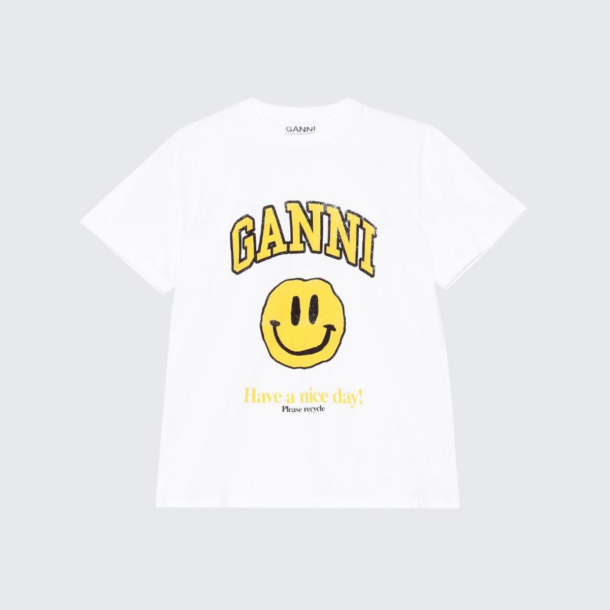 Ganni Organic Cotton Smiley Tee | Garmentory