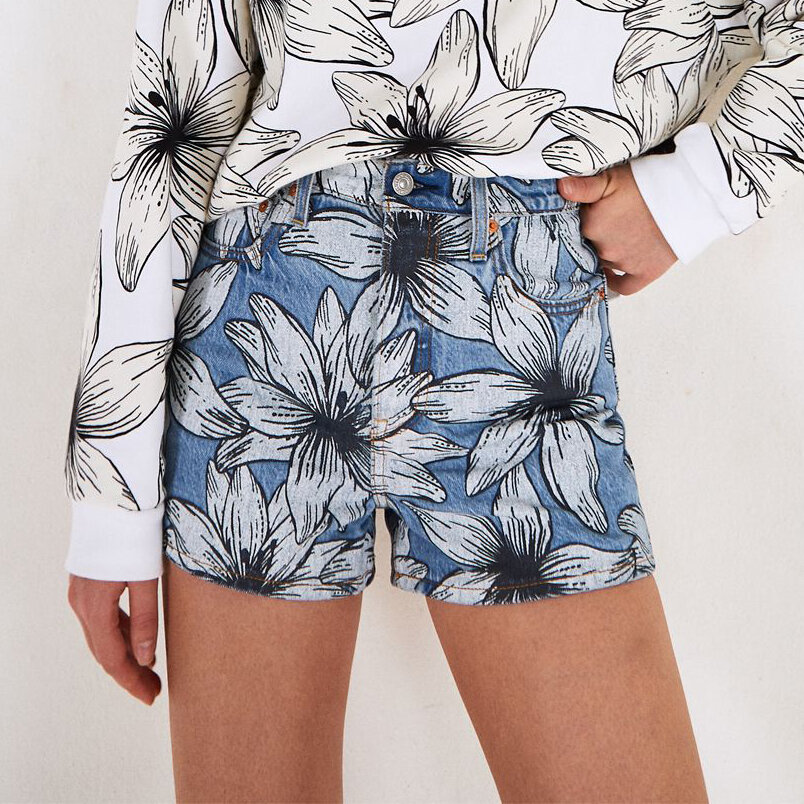 Levi's x Farm Rio Ribcage Short - Tropical Flower | Garmentory