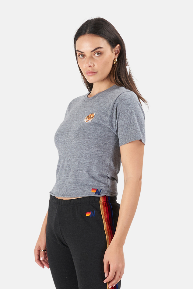 Aviator Nation Tiger Boyfriend Tee Shirt - Heather Grey | Garmentory