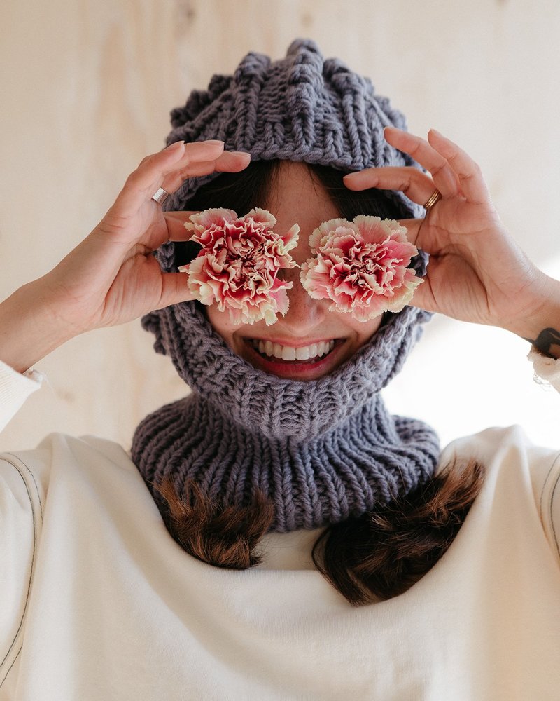 Check Ya Head Cable Knit Balaclava - Grey | Garmentory