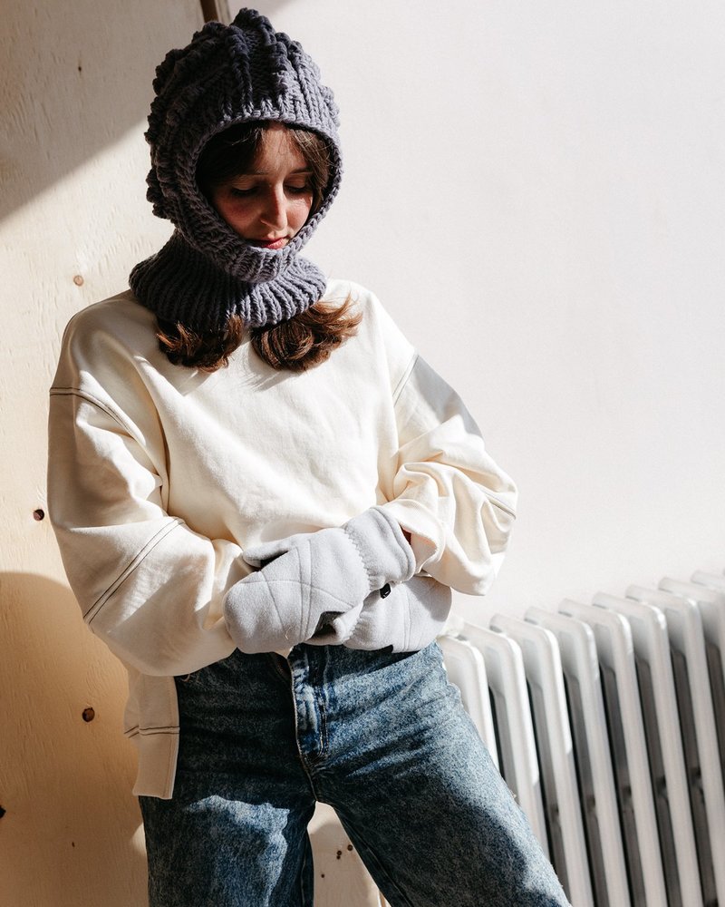 Check Ya Head Cable Knit Balaclava - Grey | Garmentory