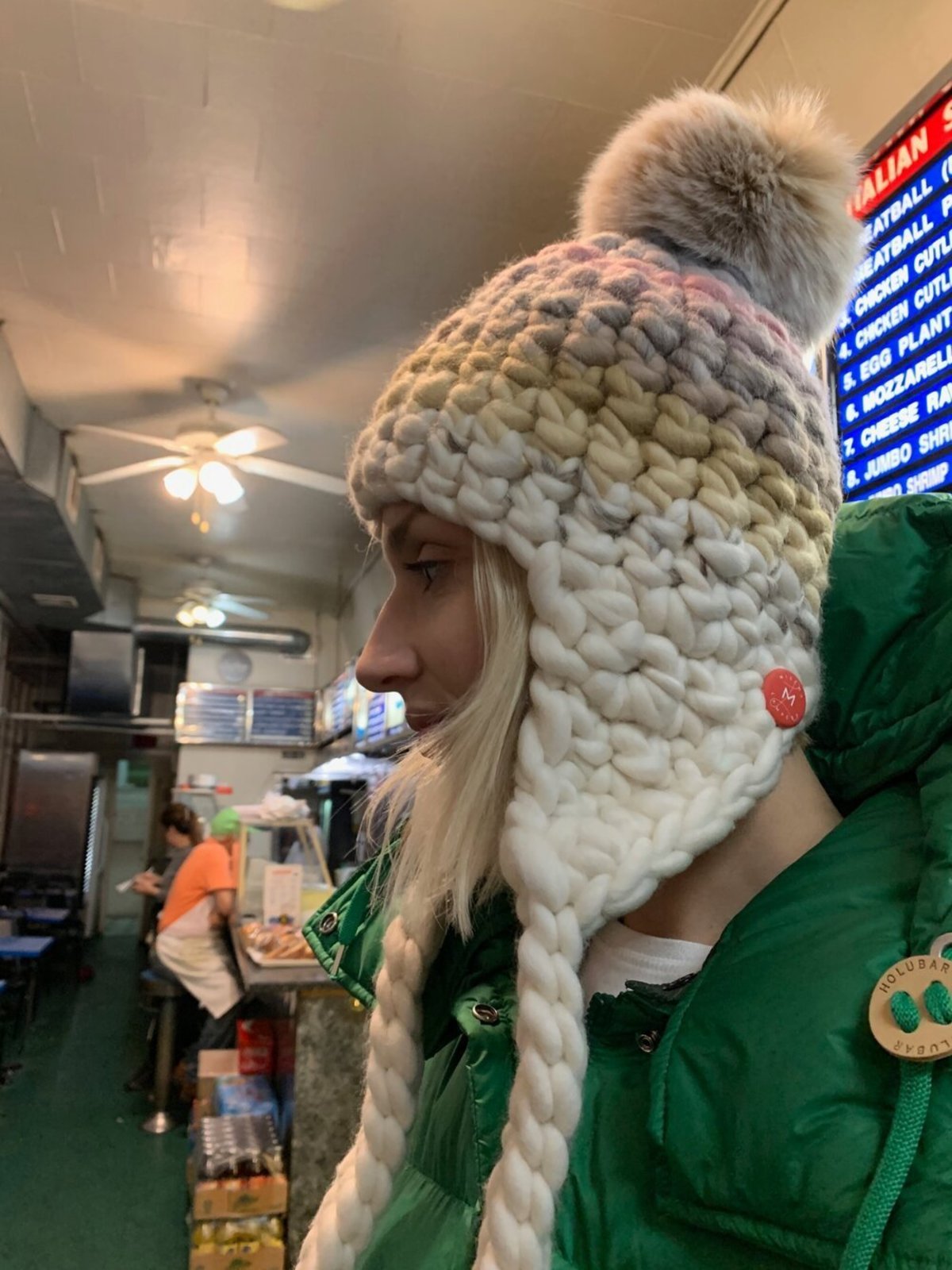 Mischa Lampert XL pom nolita one pom stripe beanies - Blush/pastel ...