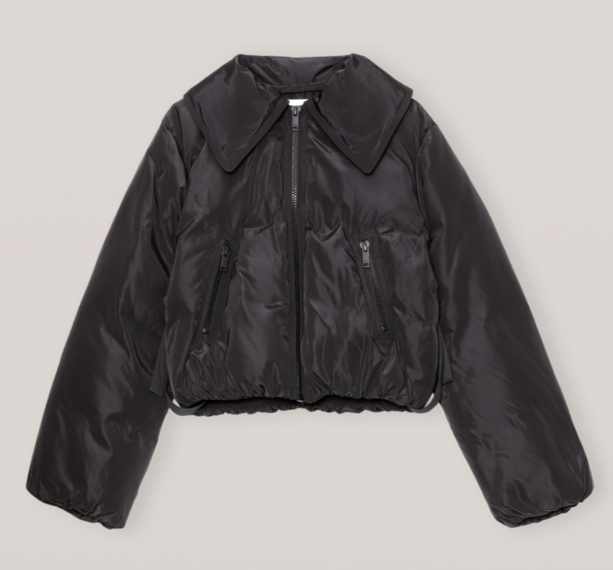Ganni Cropped Puffer Jacket - Black | Garmentory