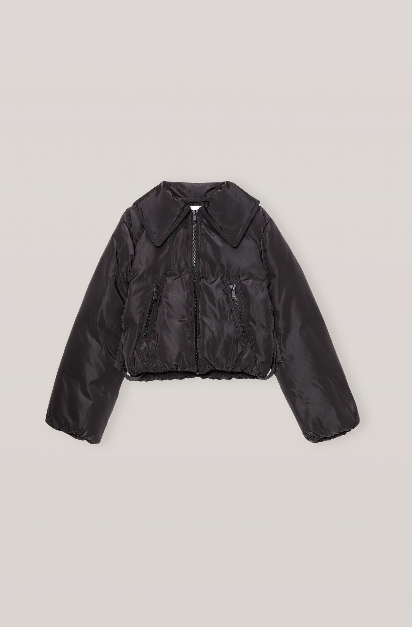 Ganni Cropped Puffer Jacket - Black | Garmentory