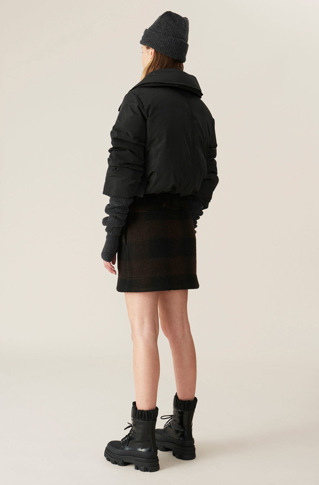 Ganni Cropped Puffer Jacket - Black | Garmentory