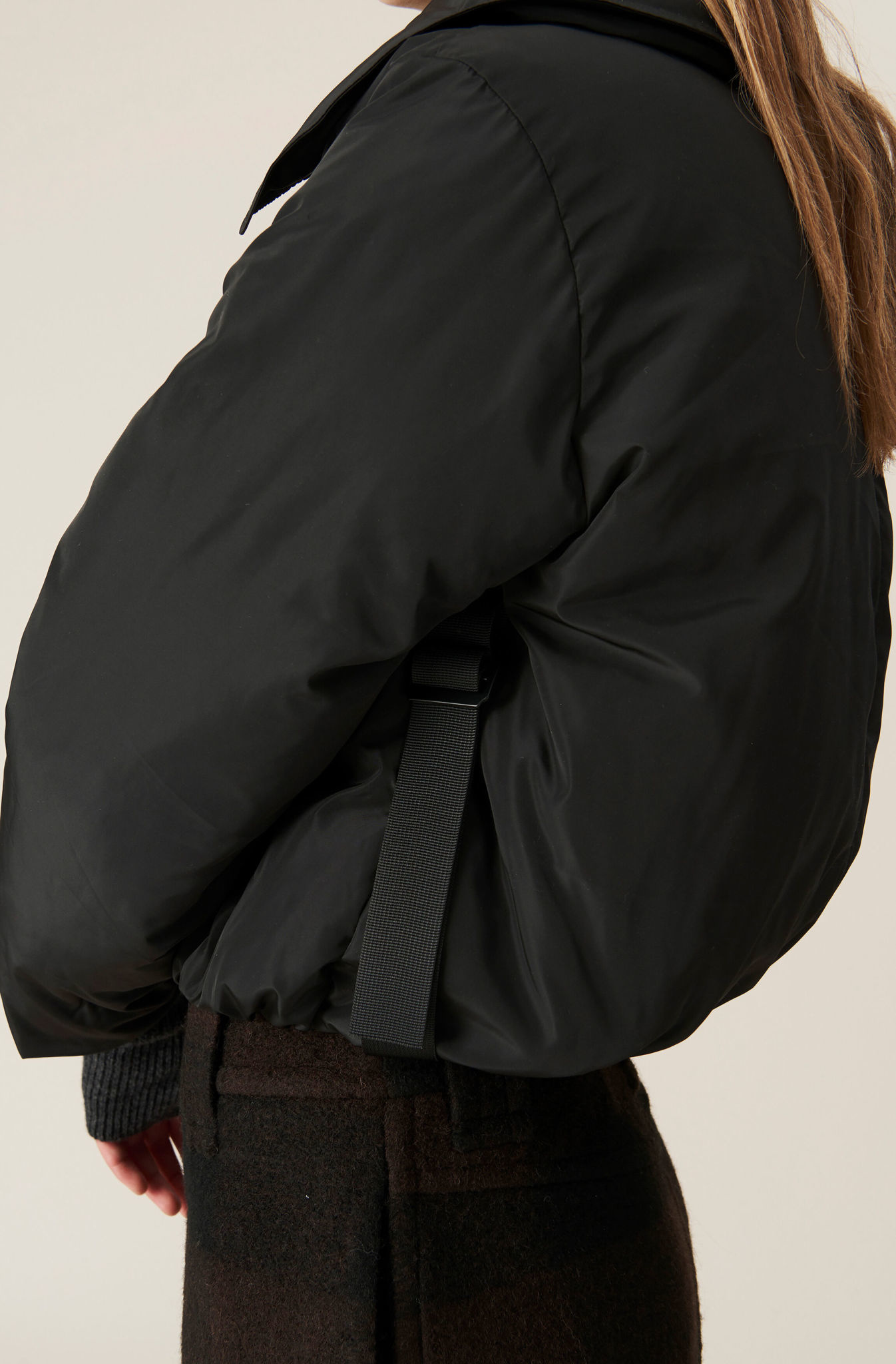 Ganni Cropped Puffer Jacket - Black | Garmentory