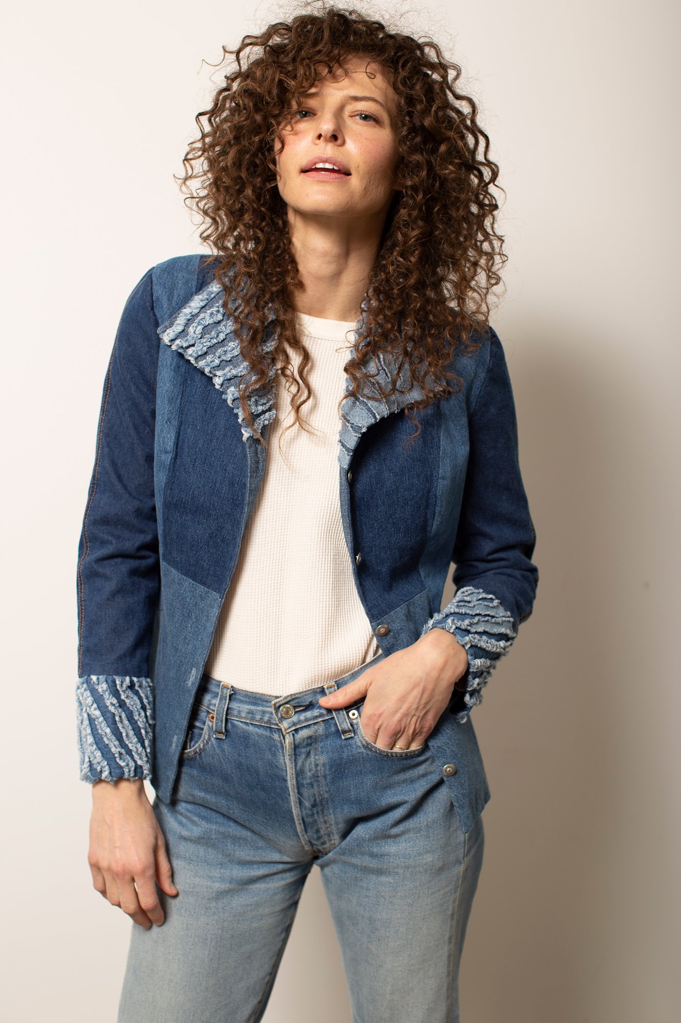 Vintage Handmade Denim Patchwork Blazer | Garmentory