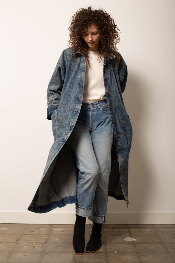 Vintage Stonewashed Denim Duster | Garmentory