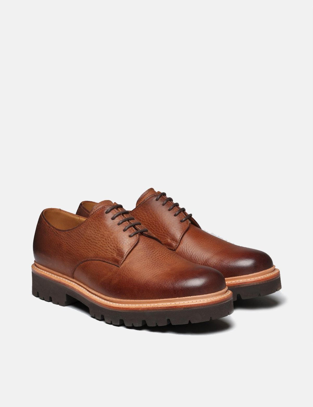 Grenson Curt Derby Washed Nubuck Shoe - Walnut | Garmentory