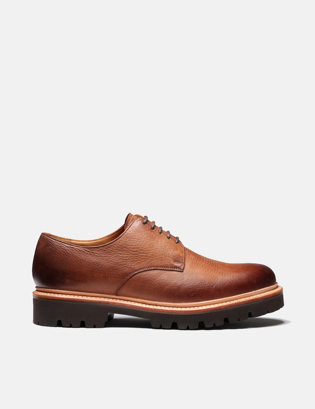 Grenson Curt Derby Washed Nubuck Shoe - Walnut | Garmentory