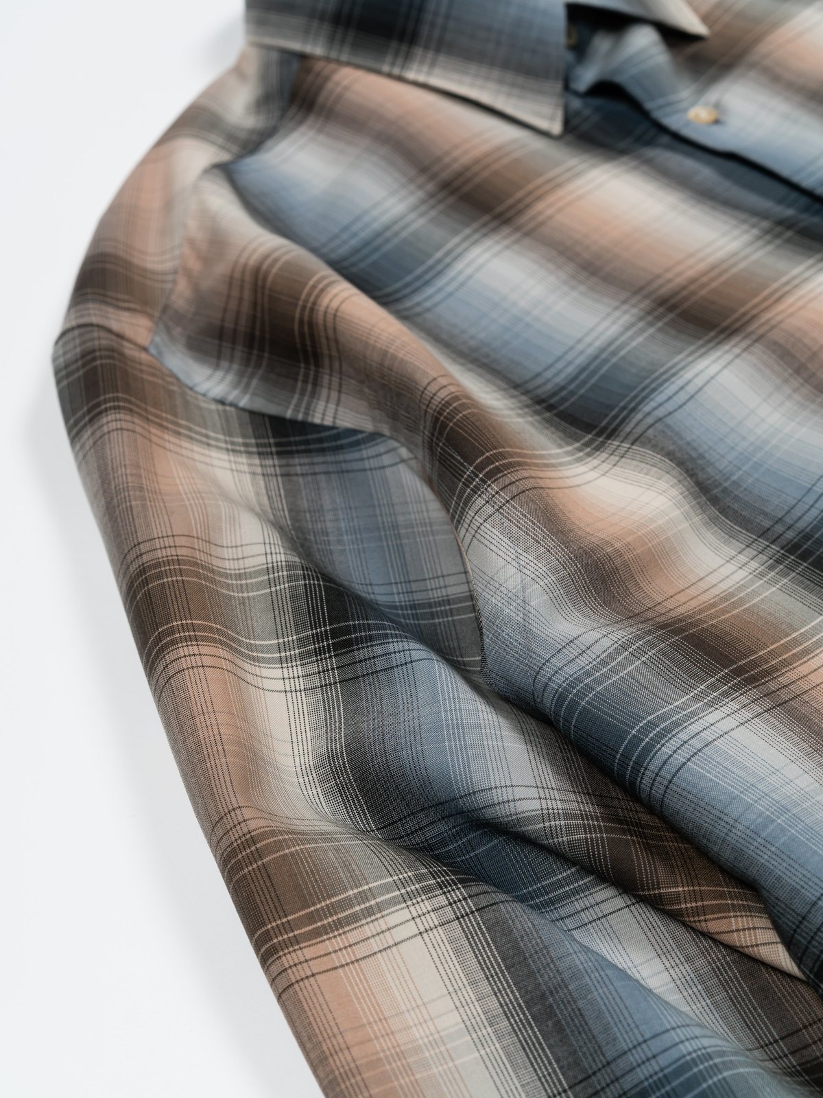 Auralee Super Light Wool Check Shirt - Blue Check | Garmentory