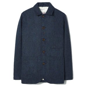 Universal Works Herringbone Harris Tweed Bakers Jacket - Navy | Garmentory