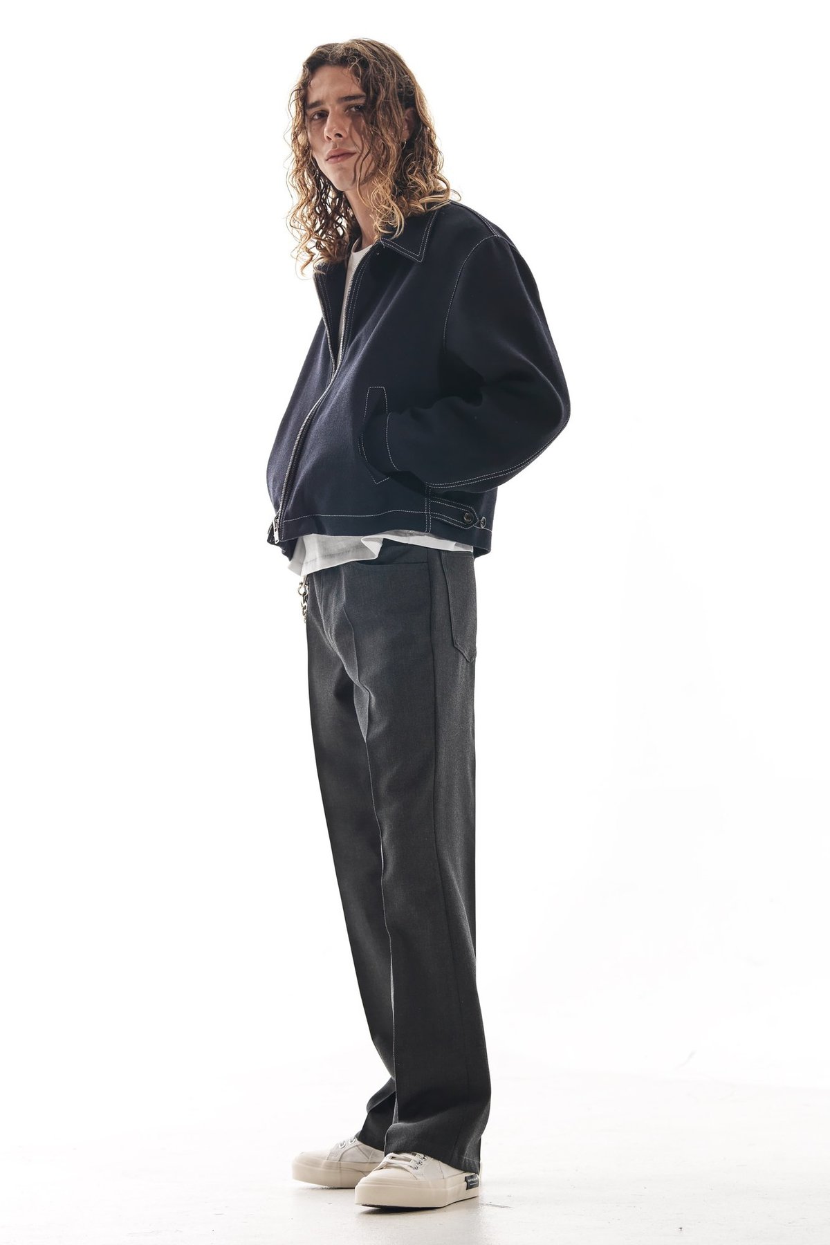 SECOND/LAYER Wool Twill Decatito Jacket - Navy | Garmentory