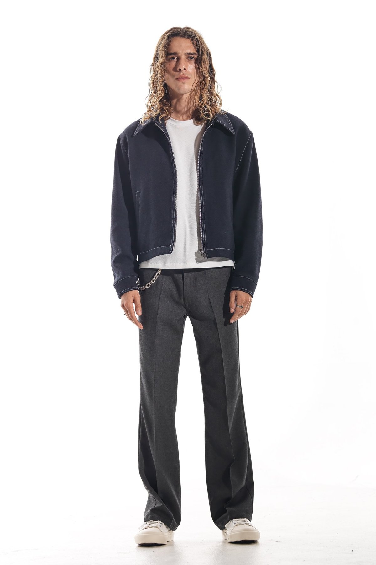 SECOND/LAYER Wool Twill Decatito Jacket - Navy | Garmentory