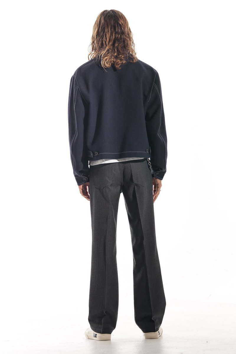 SECOND/LAYER Wool Twill Decatito Jacket - Navy | Garmentory