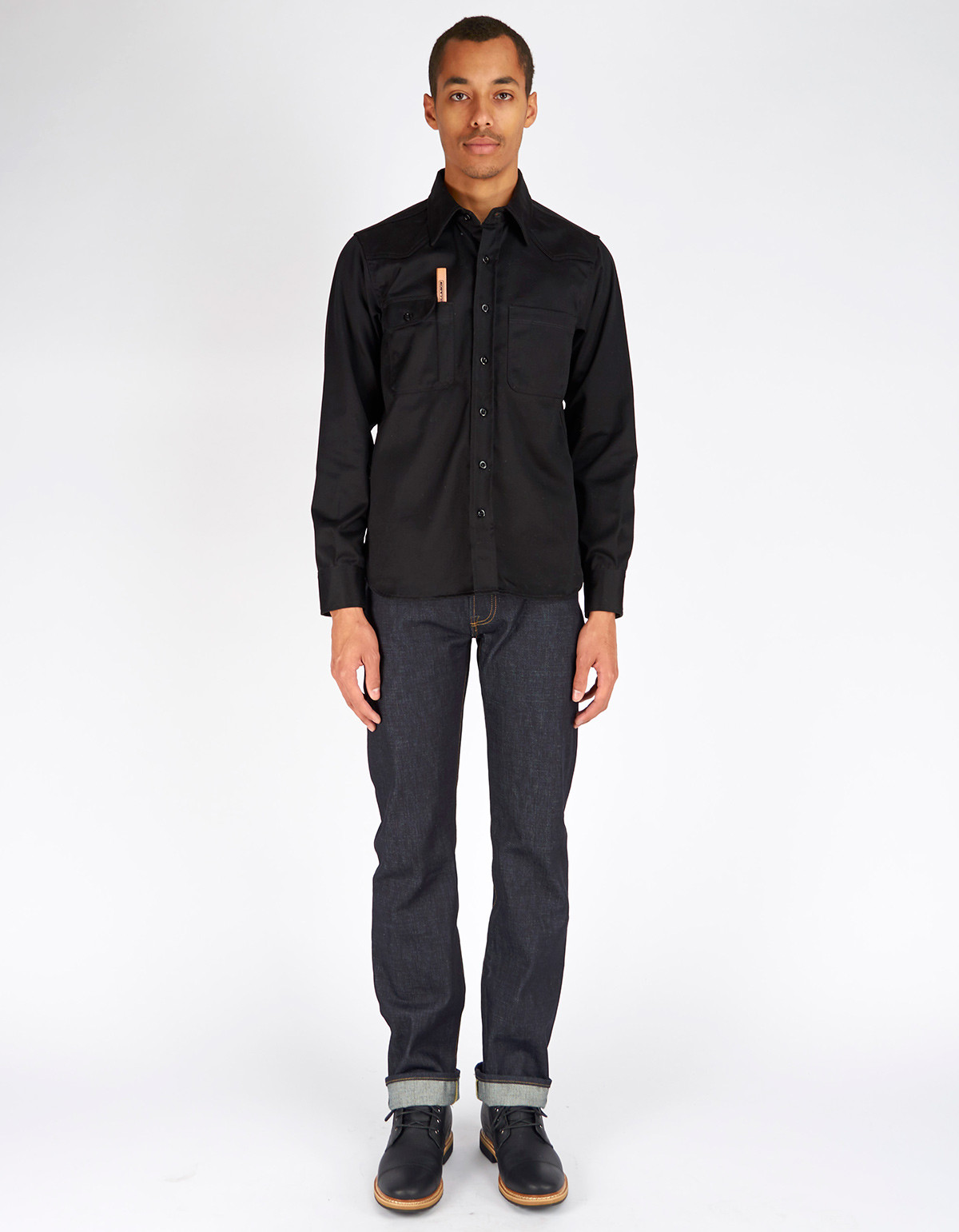 Tellason Topper Shirt Black Japanese Twill | Garmentory