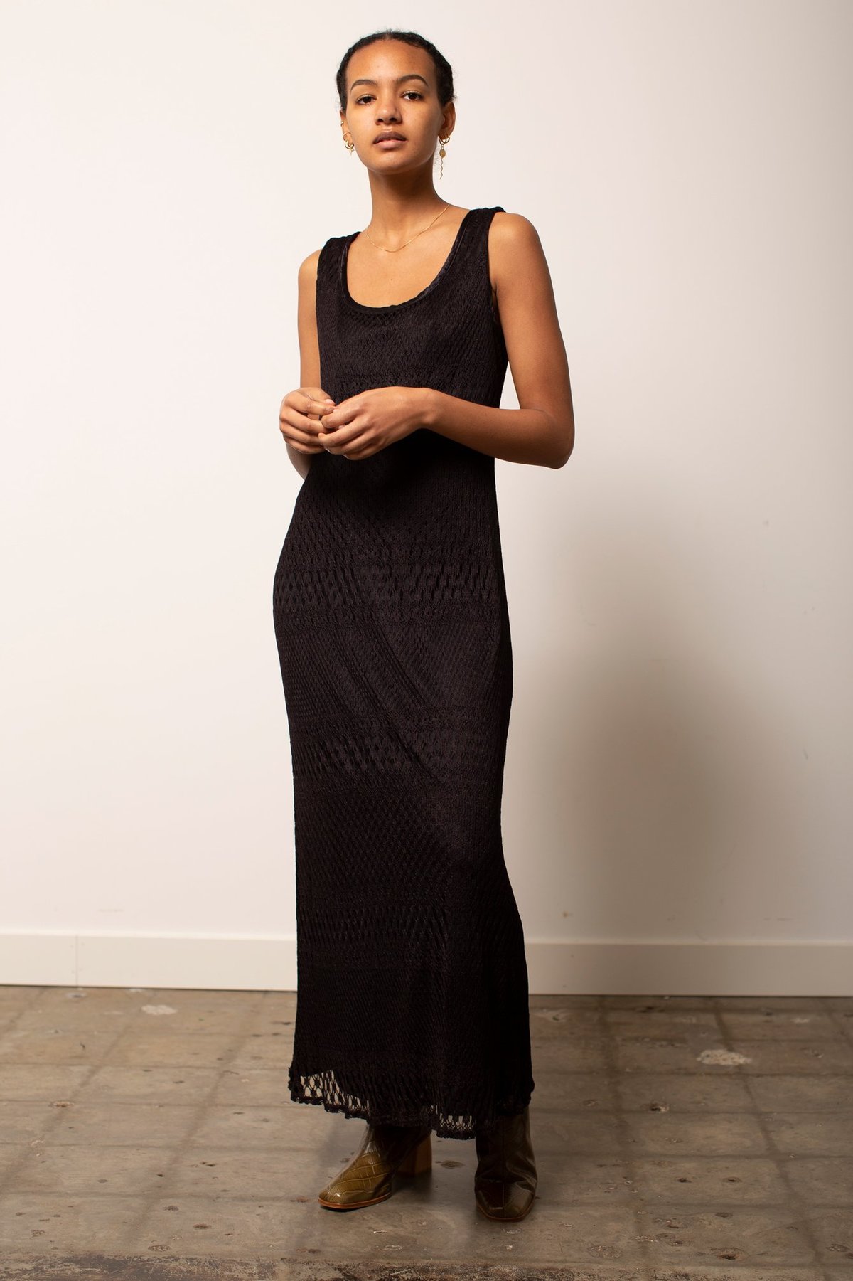 Vintage Crochet Full Length Dress - Black | Garmentory