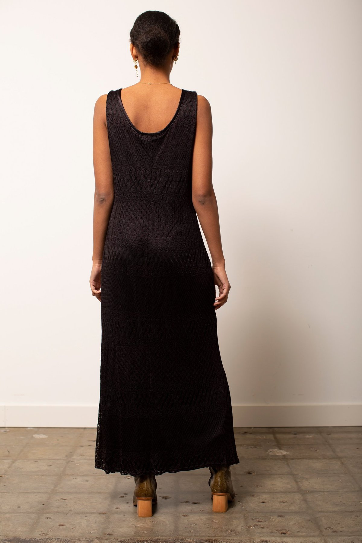 Vintage Crochet Full Length Dress - Black | Garmentory