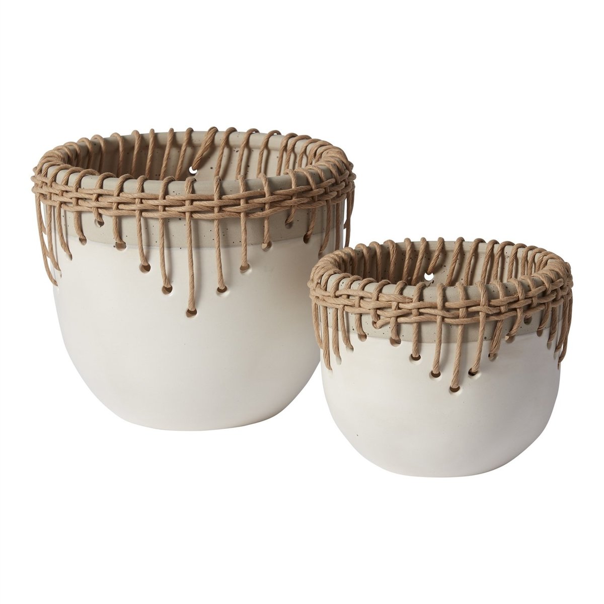 Greenwood Rattan Wrapped Pots - cream/brown | Garmentory