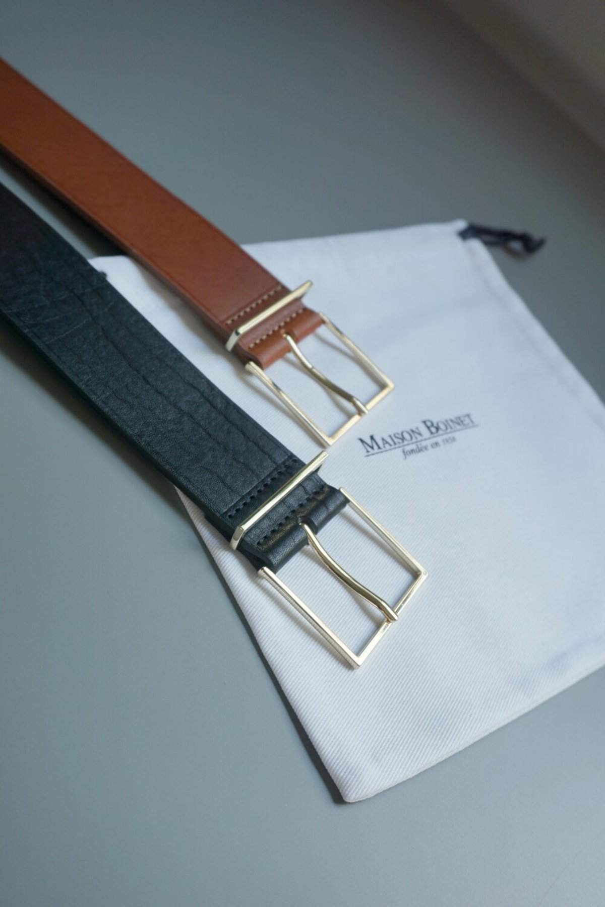 MAISON BOINET LEATHER BELT - BLACK | Garmentory