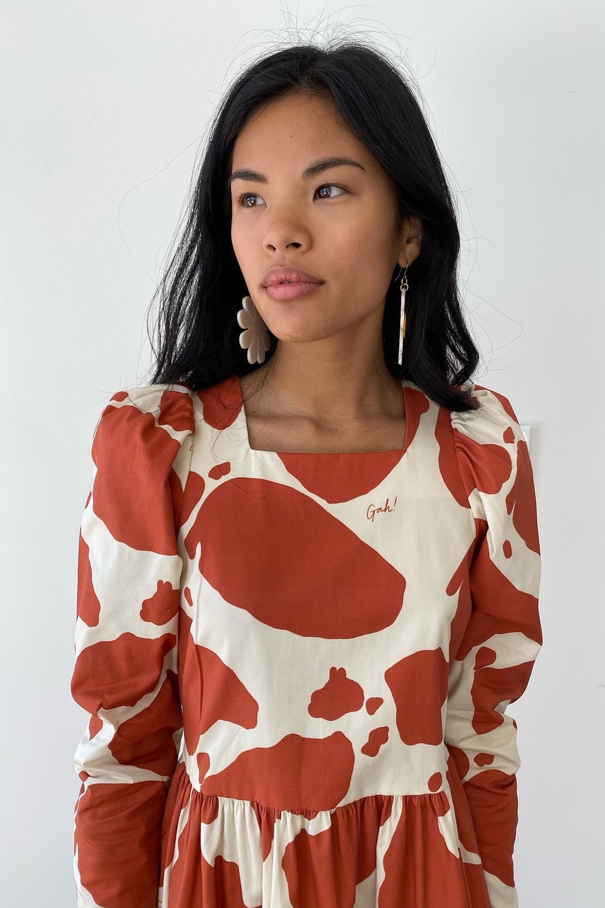 Lisa Says Gah Maddie Midi Dress - Orange/cream | Garmentory