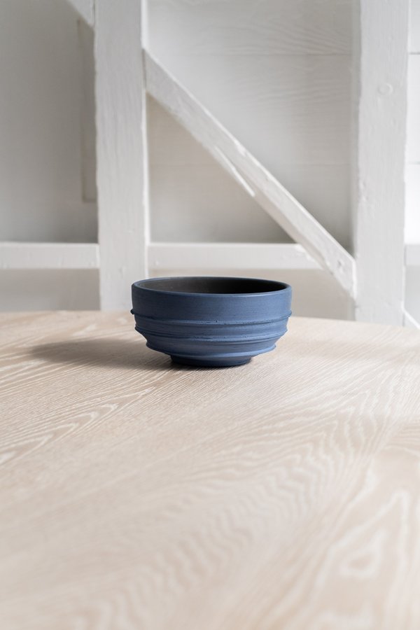 Richard Lau Pottery Large Ridged Vessel - Blue | Garmentory