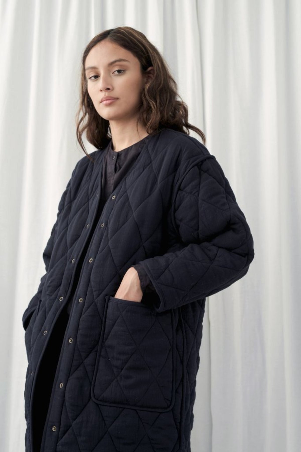 Micaela Greg Long Quilted Jacket | Garmentory