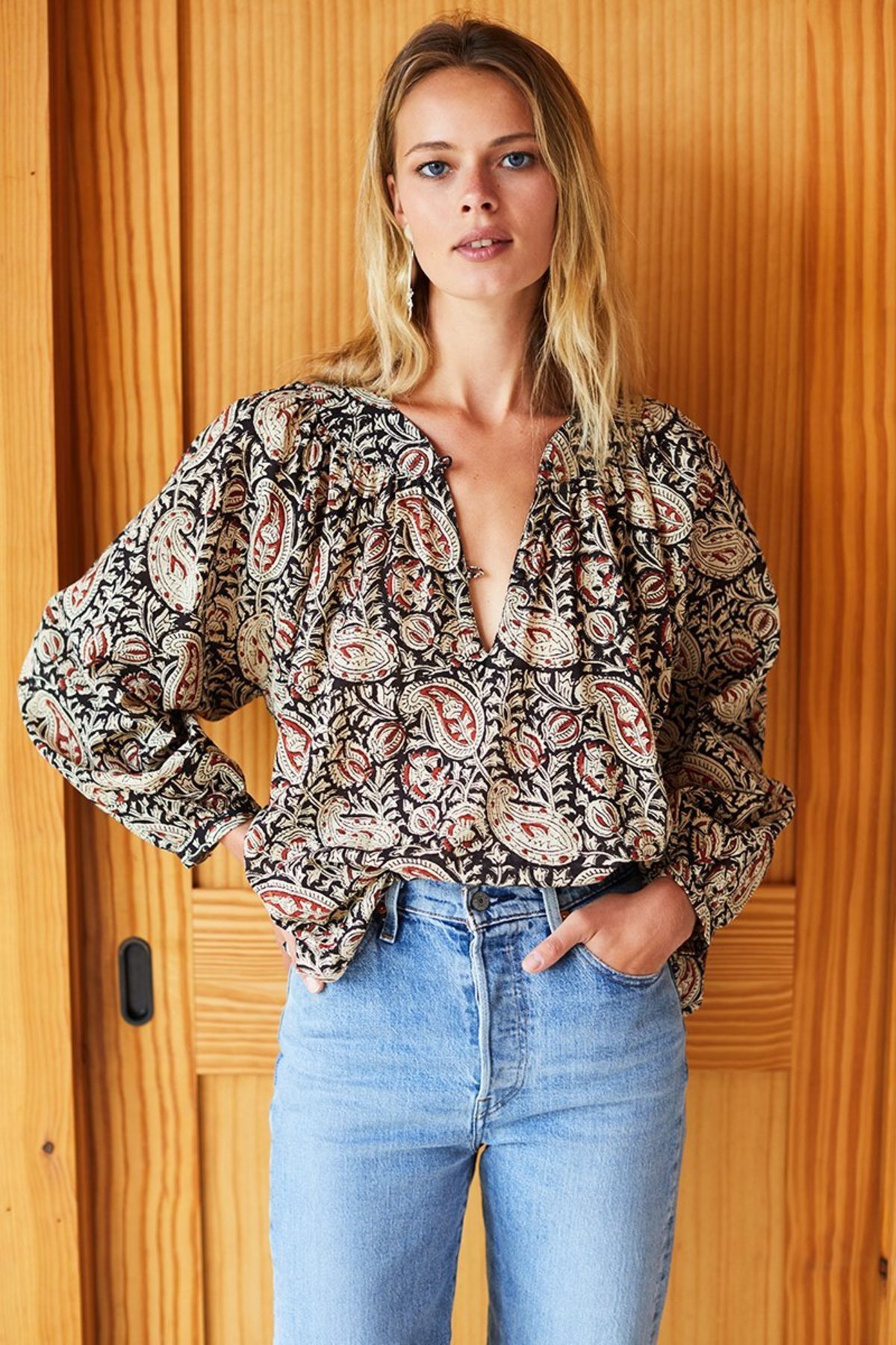Emerson Fry Olympia Blouse - Paisley Black/Clay | Garmentory