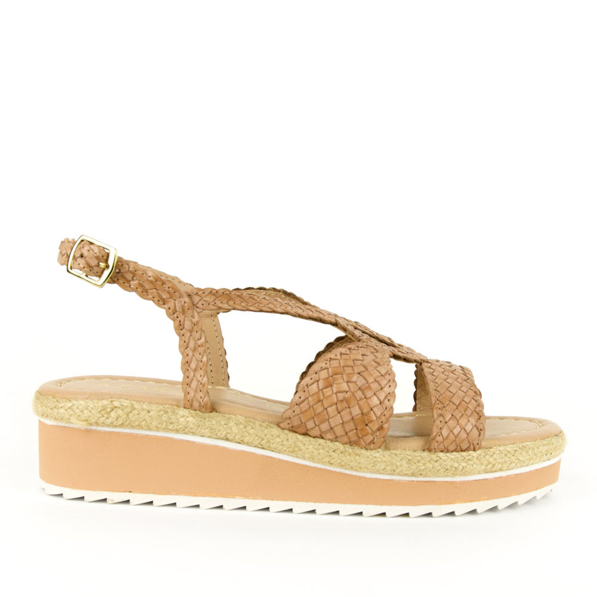 Azarey Woven Wedge Sandal - Peach | Garmentory