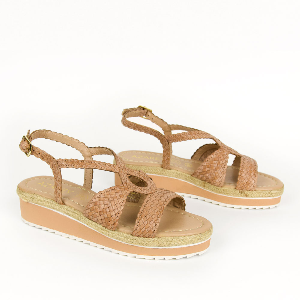 Azarey Woven Wedge Sandal - Peach | Garmentory