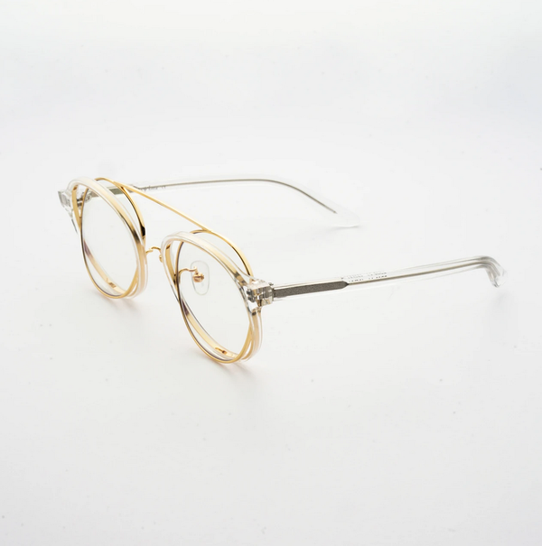 Percy Lau Rotation eyewear - Acetate White/Gold Colour | Garmentory
