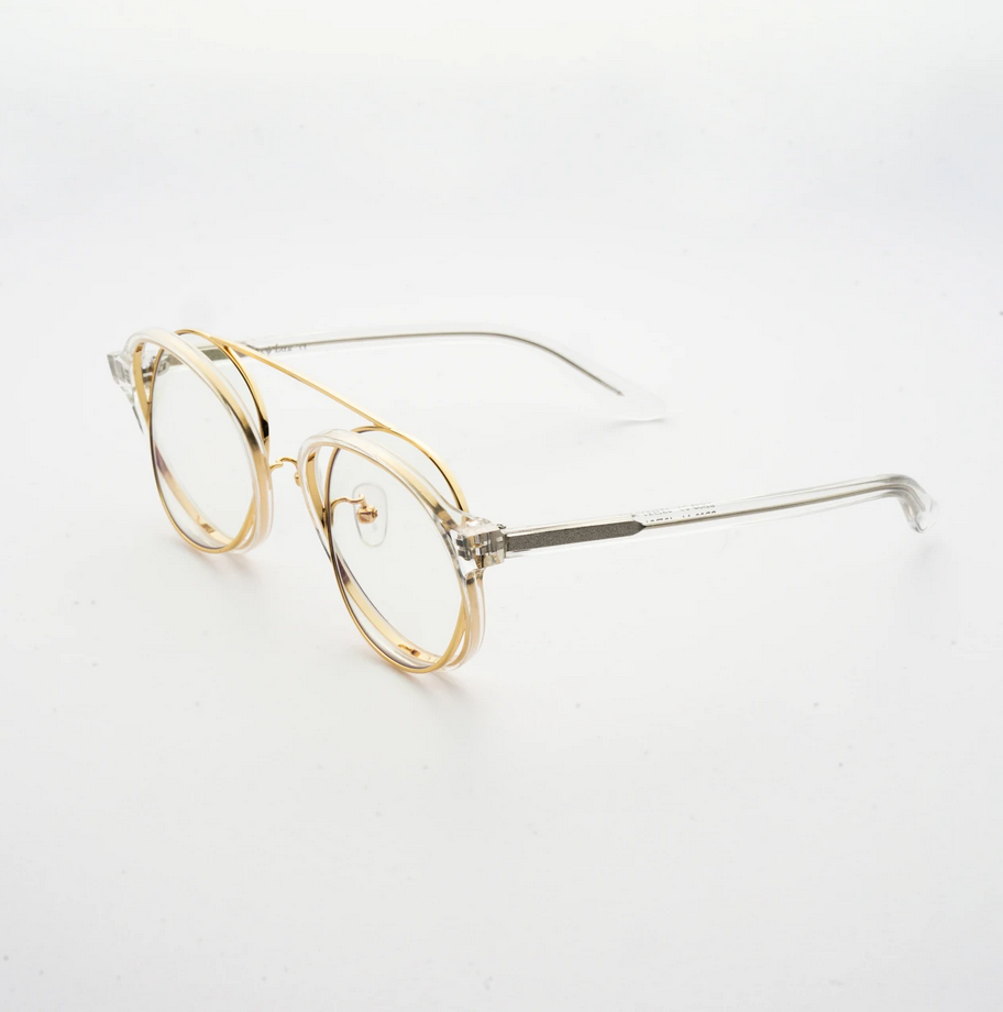 Percy Lau Rotation eyewear - Acetate White/Gold Colour | Garmentory