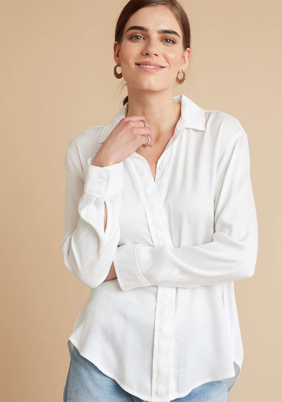 Bella Dahl Hidden Placket Shirt - White | Garmentory