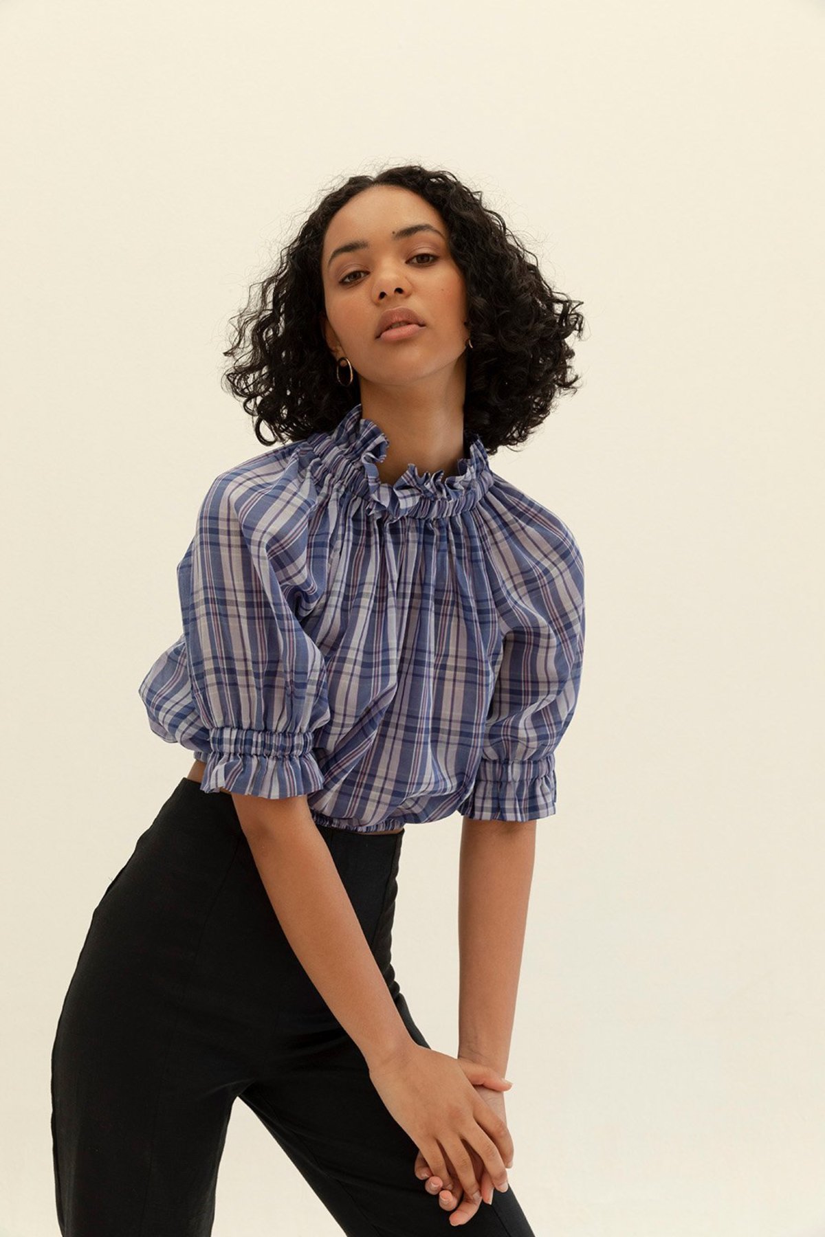 Muse the Label Alice Frill Blouse - Check | Garmentory