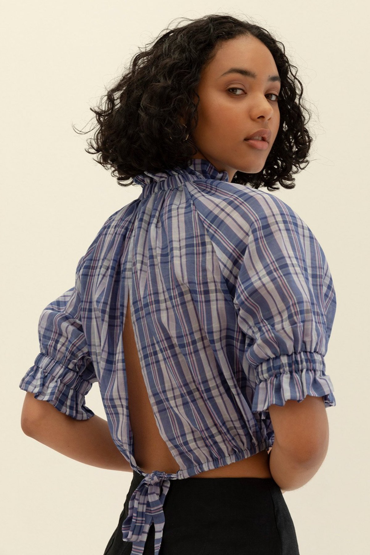 Muse the Label Alice Frill Blouse - Check | Garmentory