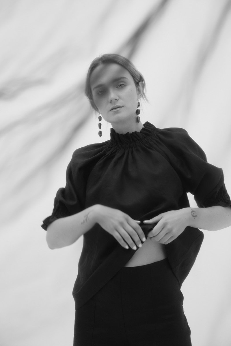 Muse the Label Celia Frill Blouse - Black | Garmentory