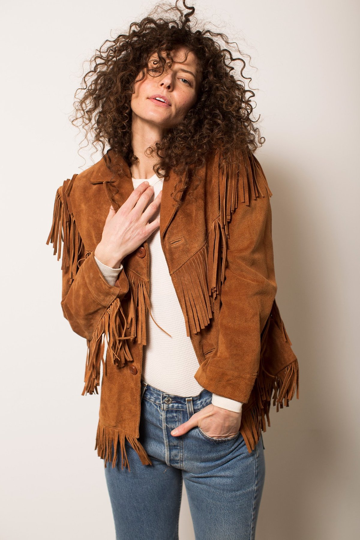 Vintage Suede Fringe Jacket - Fawn | Garmentory