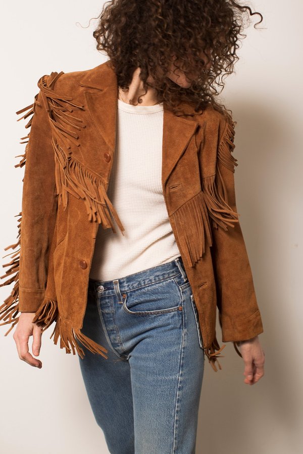 Vintage Suede Fringe Jacket - Fawn | Garmentory