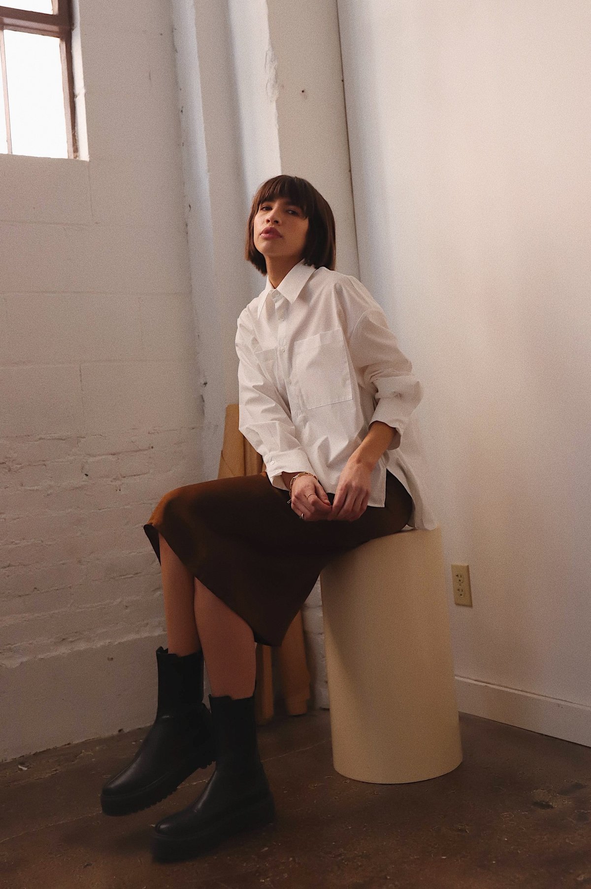J.Ing Essential White Button Up Shirt - White | Garmentory