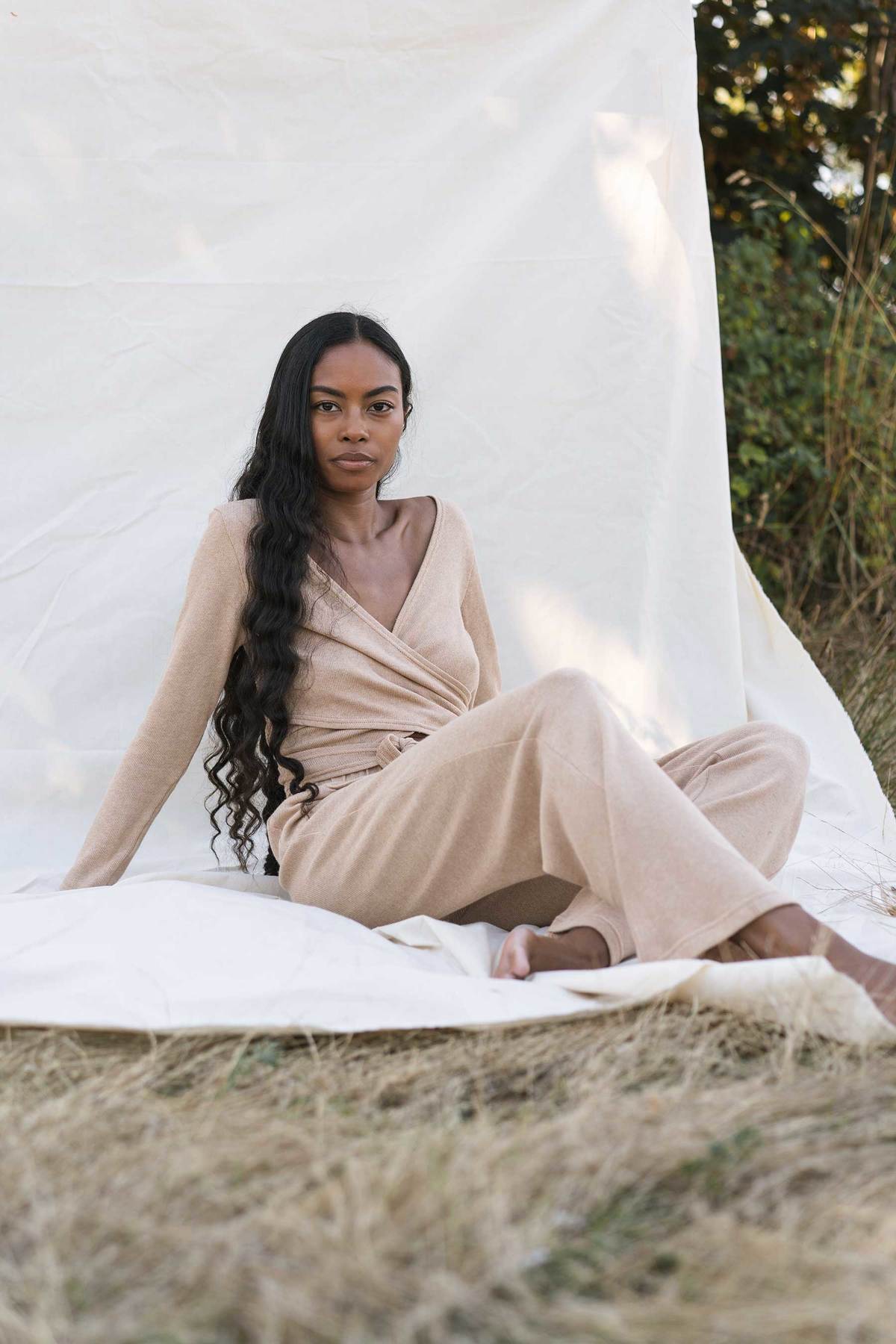 Arraei Collective Shaia Wrap Top - Sand | Garmentory