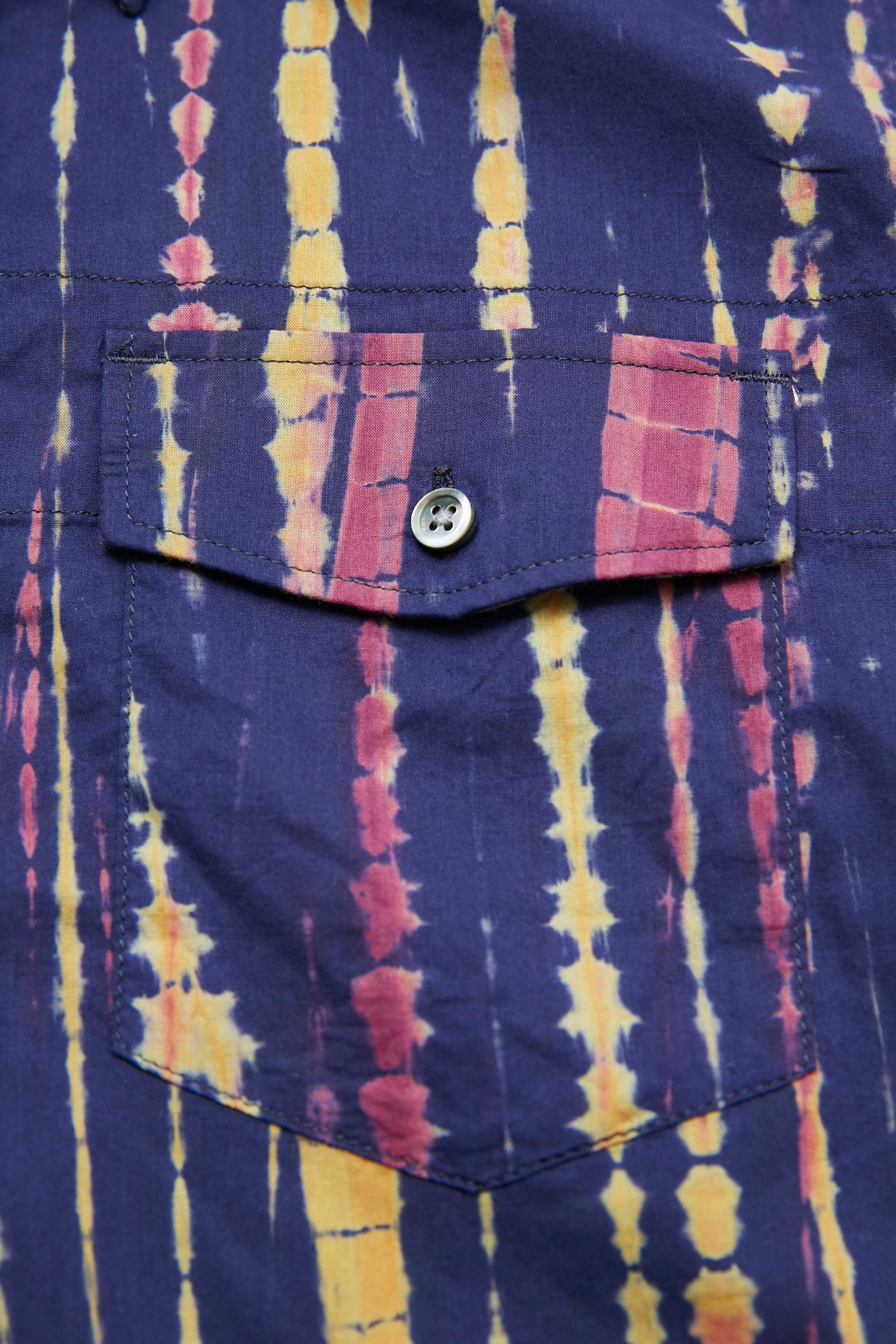 Engineered Garments Cotton Popover BD Shirt - Navy Lawn Batik Stripe ...
