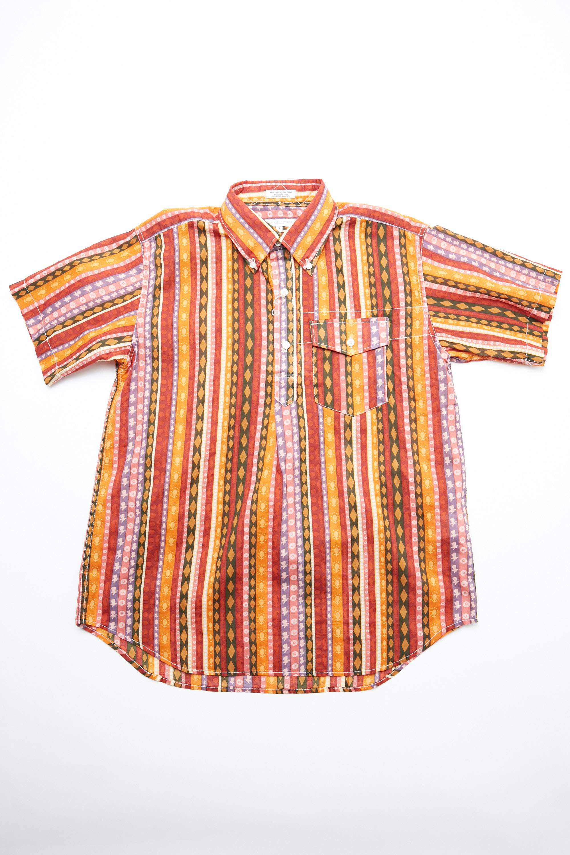 Engineered Garments Cotton Popover BD Shirt - Orange Lawn Batik Stripe ...