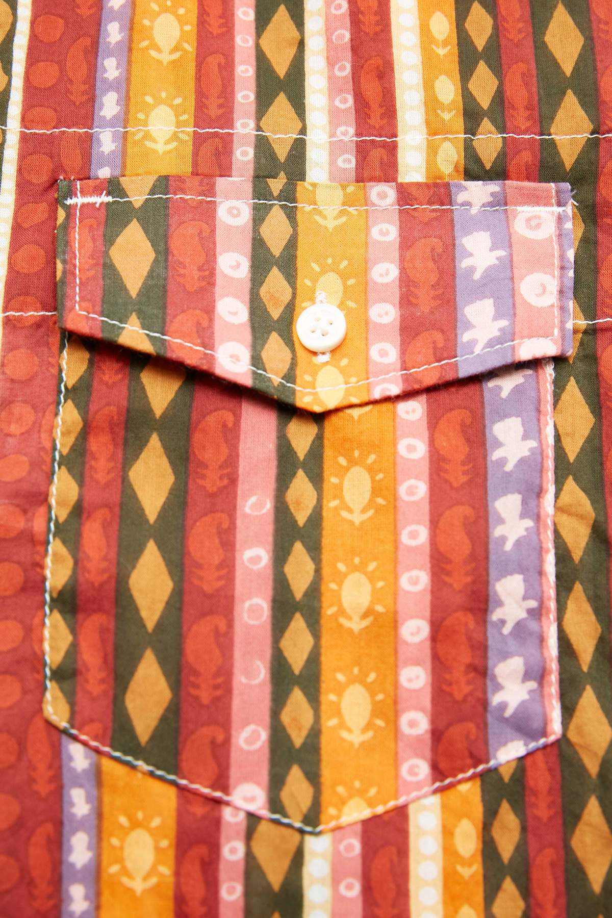 Engineered Garments Cotton Popover BD Shirt - Orange Lawn Batik Stripe ...